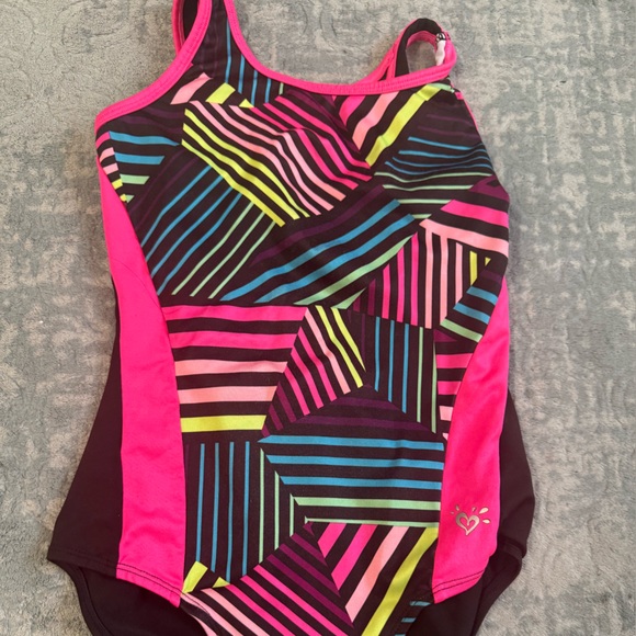 Justice | Swim | Justice Pink And Multicolor Striped Kids Swim One ...